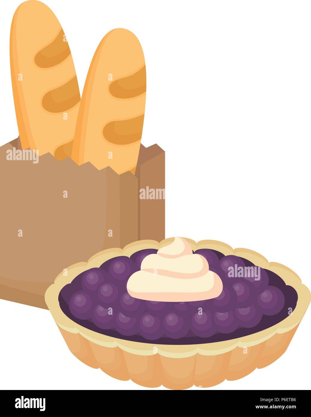 sweet pie and bread with breads icon over white background, vector ...