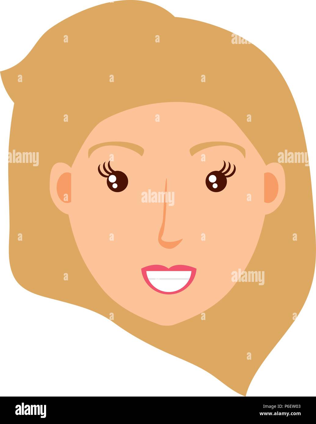 cartoon woman with long hair over white background, vector illustration ...