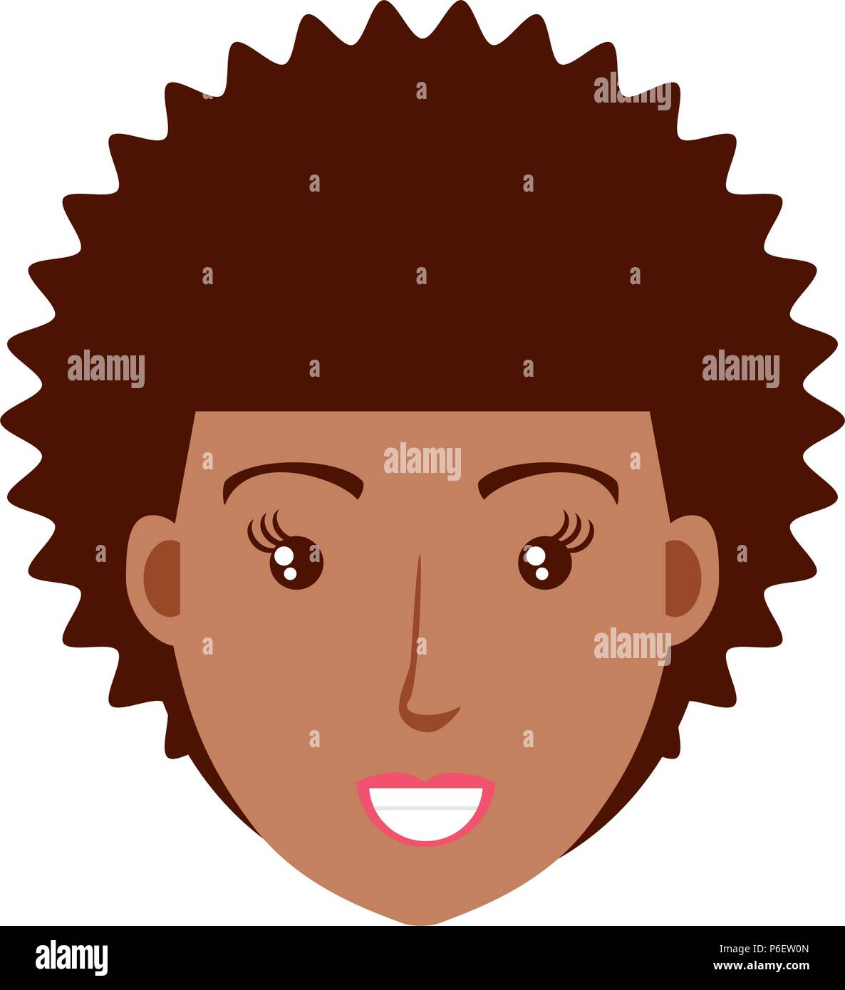 cartoon woman with afro hairstyle over white background, vector ...