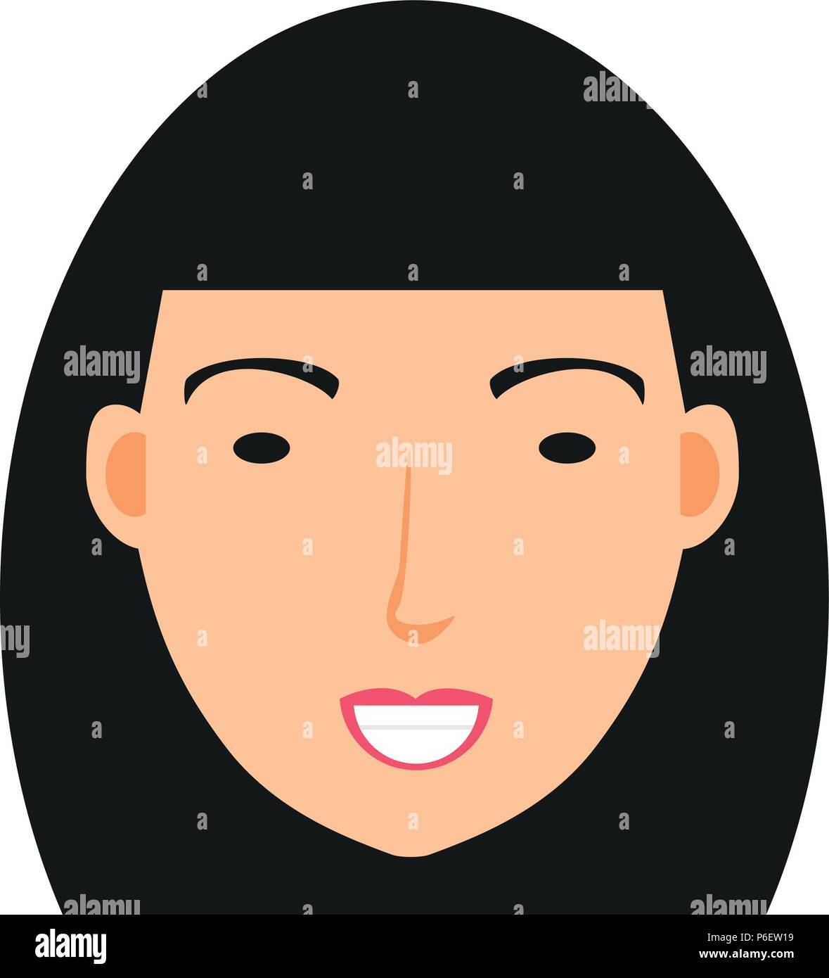 cartoon woman with long hair over white background, vector illustration ...