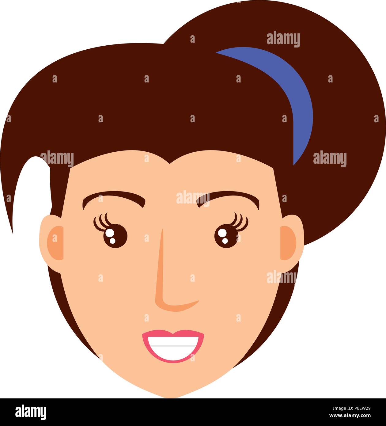 Cartoon Woman Face Icon Over White Background Vector Illustration