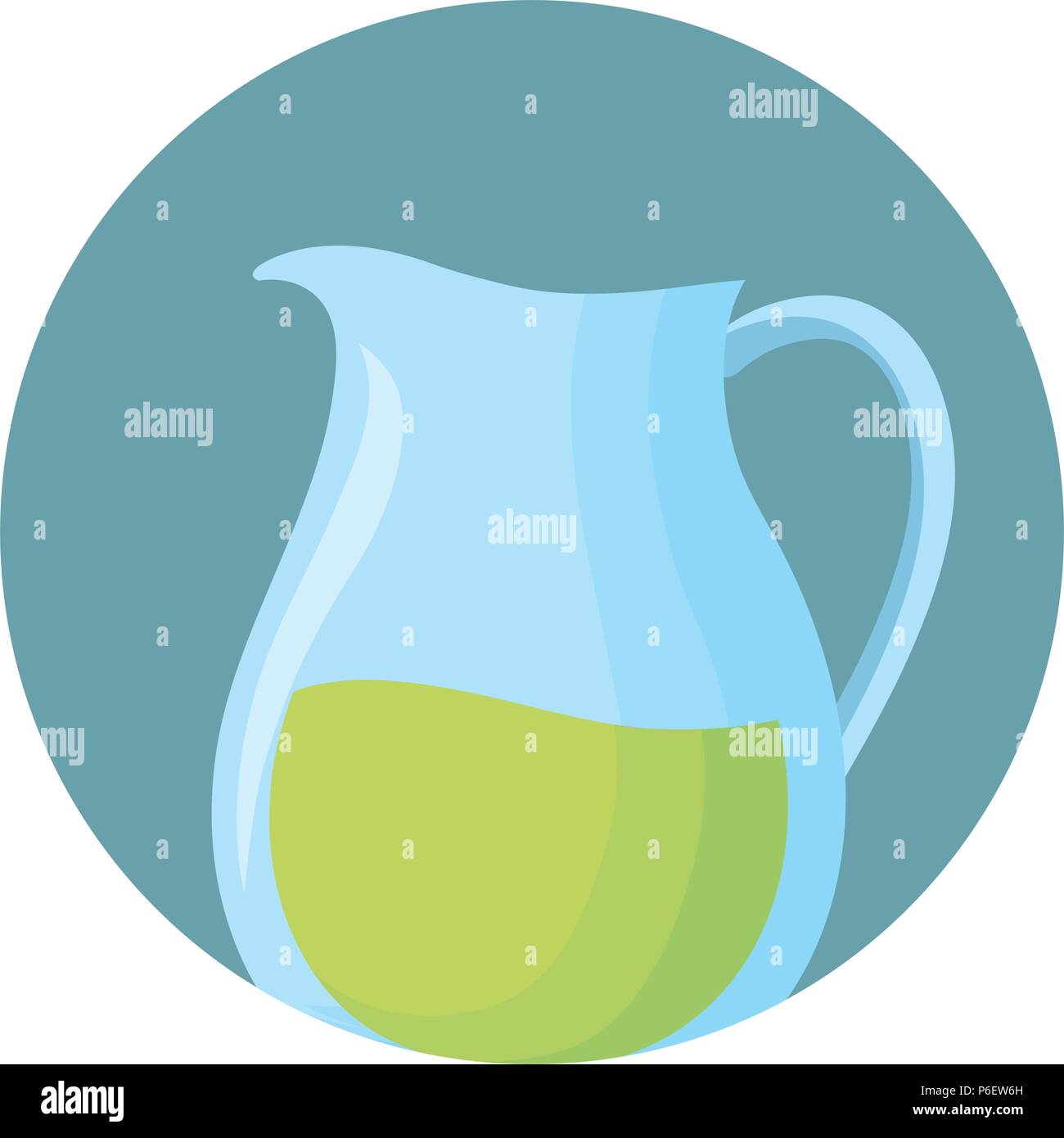 decorative circular frame with lemonade pitcher icon over white ...