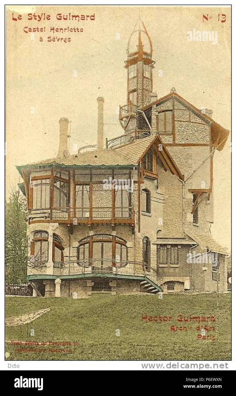English: Castel Henriette, in Sèvres, in a publicity postcard by the ...