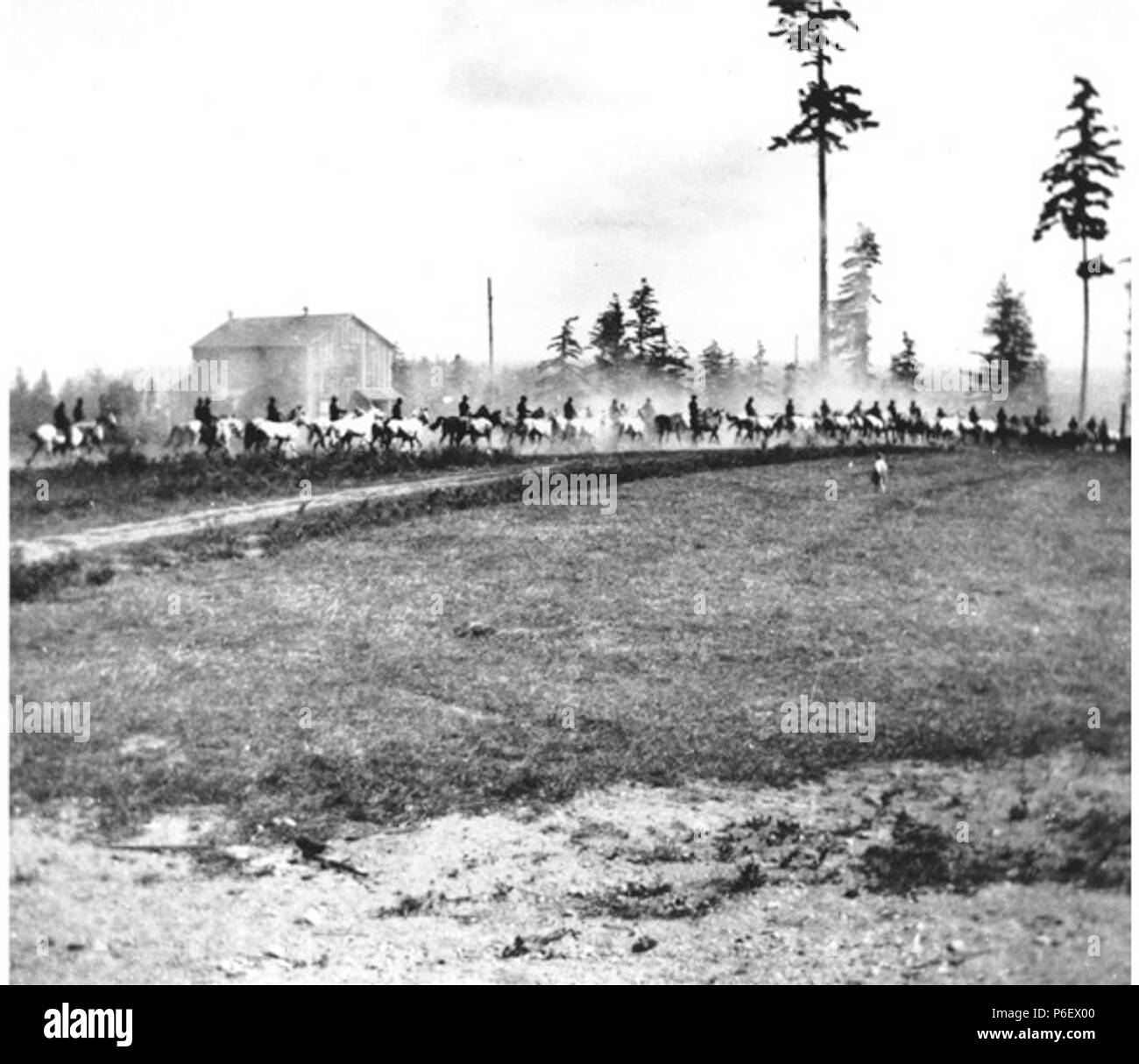 . English: Cavalry performing a drill at Fort Lawton, Washington, 1900 ...