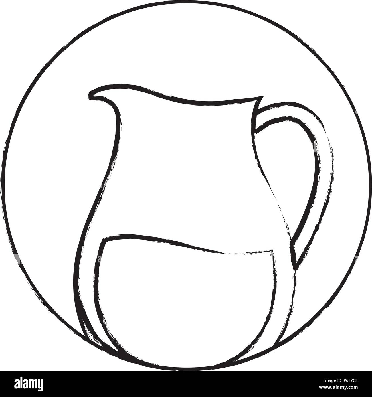 decorative circular frame with lemonade pitcher icon over white ...