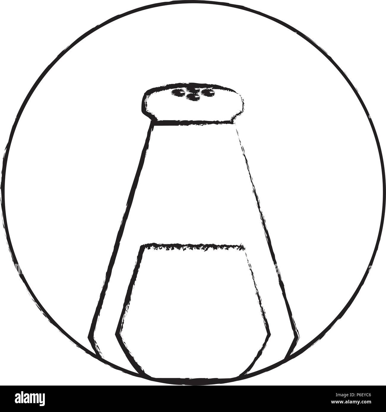 decorative circular frame with salt bottle icon over white background ...