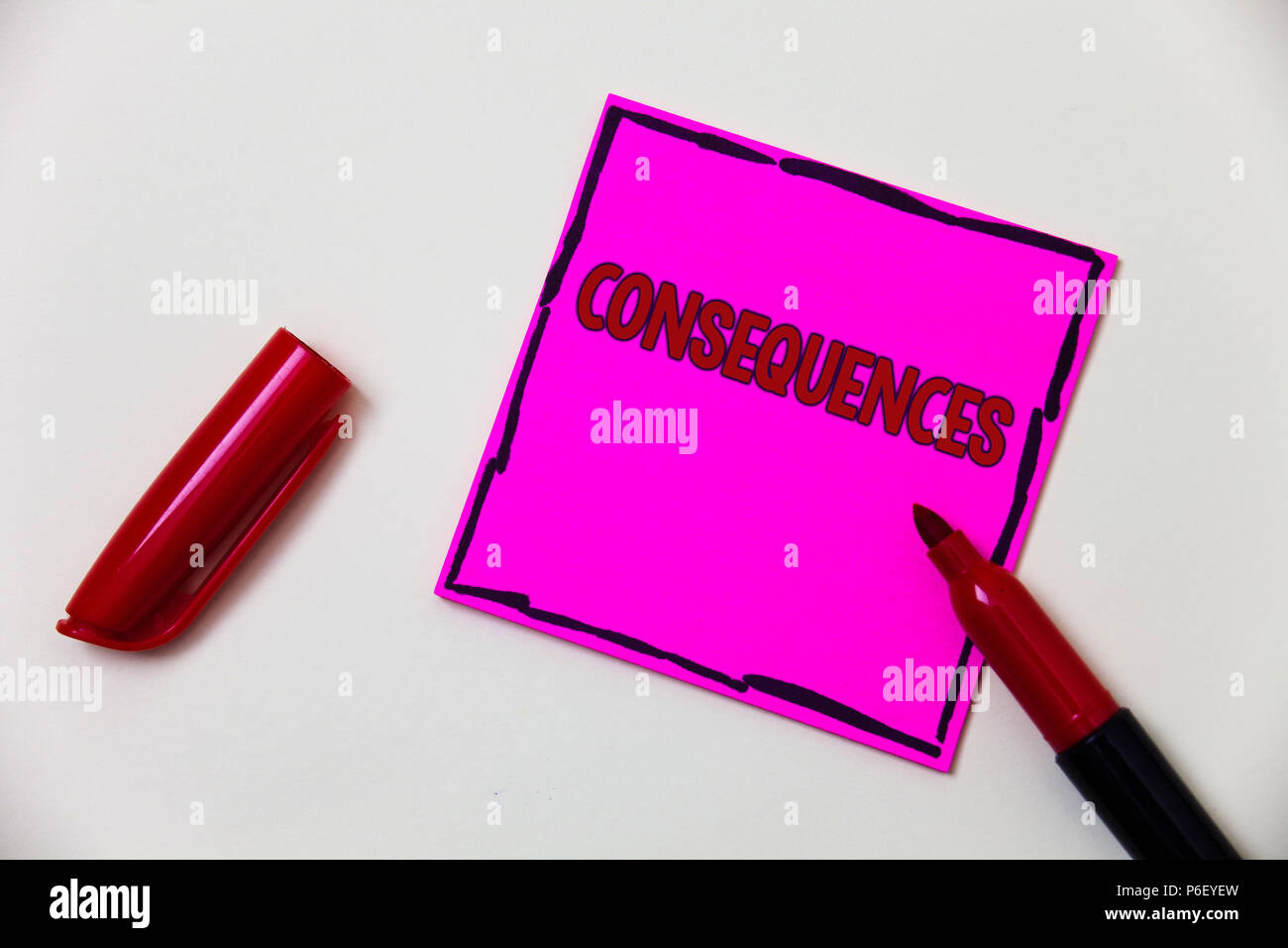 Conceptual hand writing showing Consequences. Business photo showcasing ...