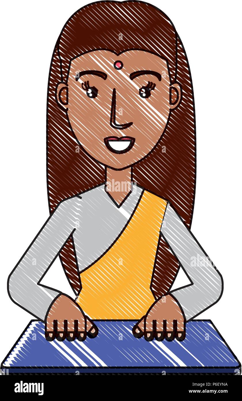 Cartoon woman using a computer keyboard over white background, vector ...