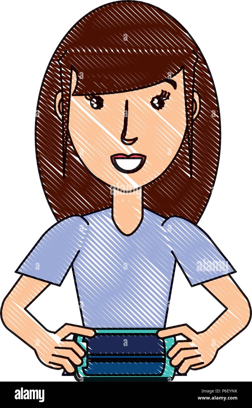 cartoon young woman using a cellphone over white background, vector ...