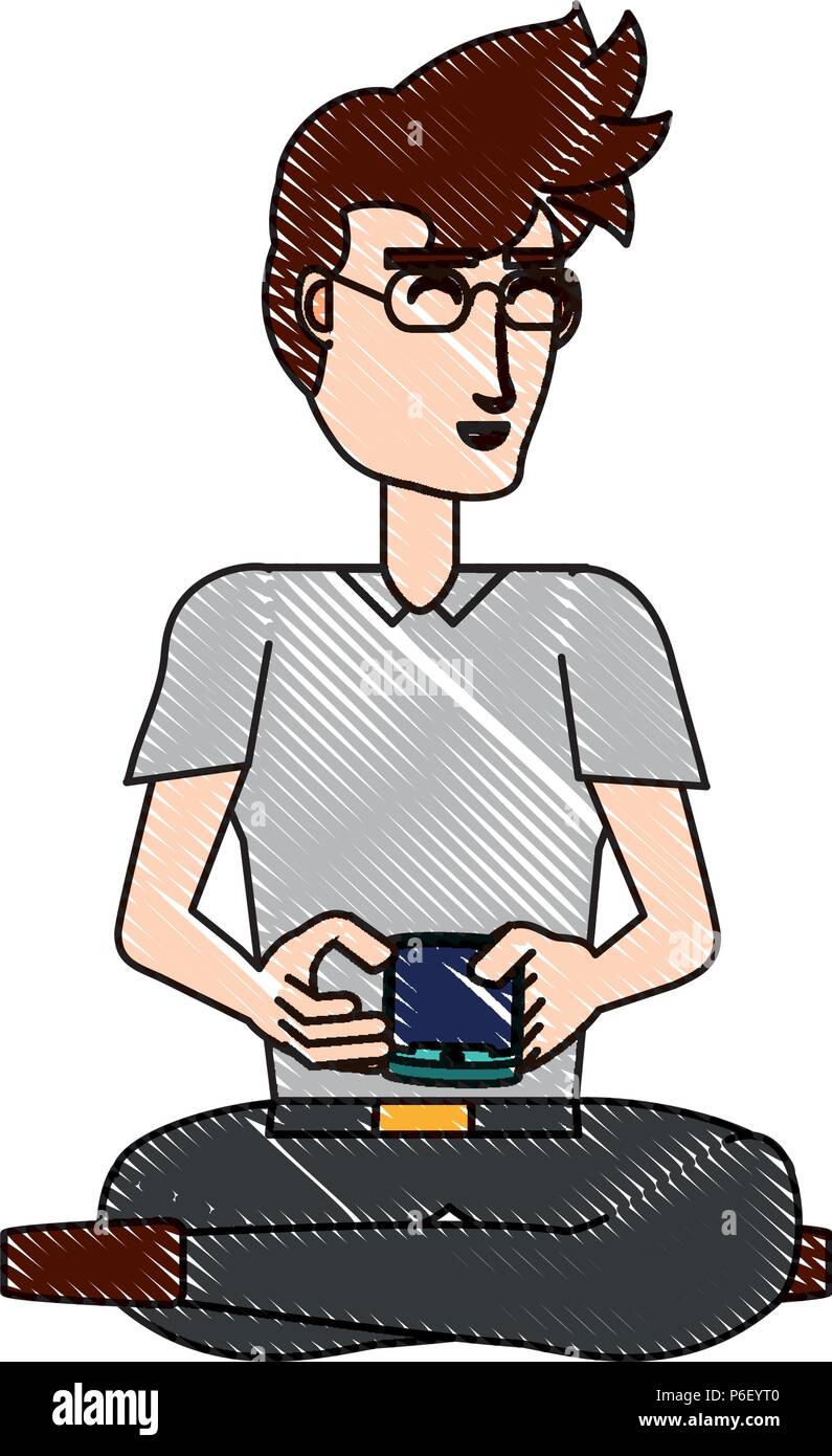 cartoon man using a cellphone over white background, vector ...