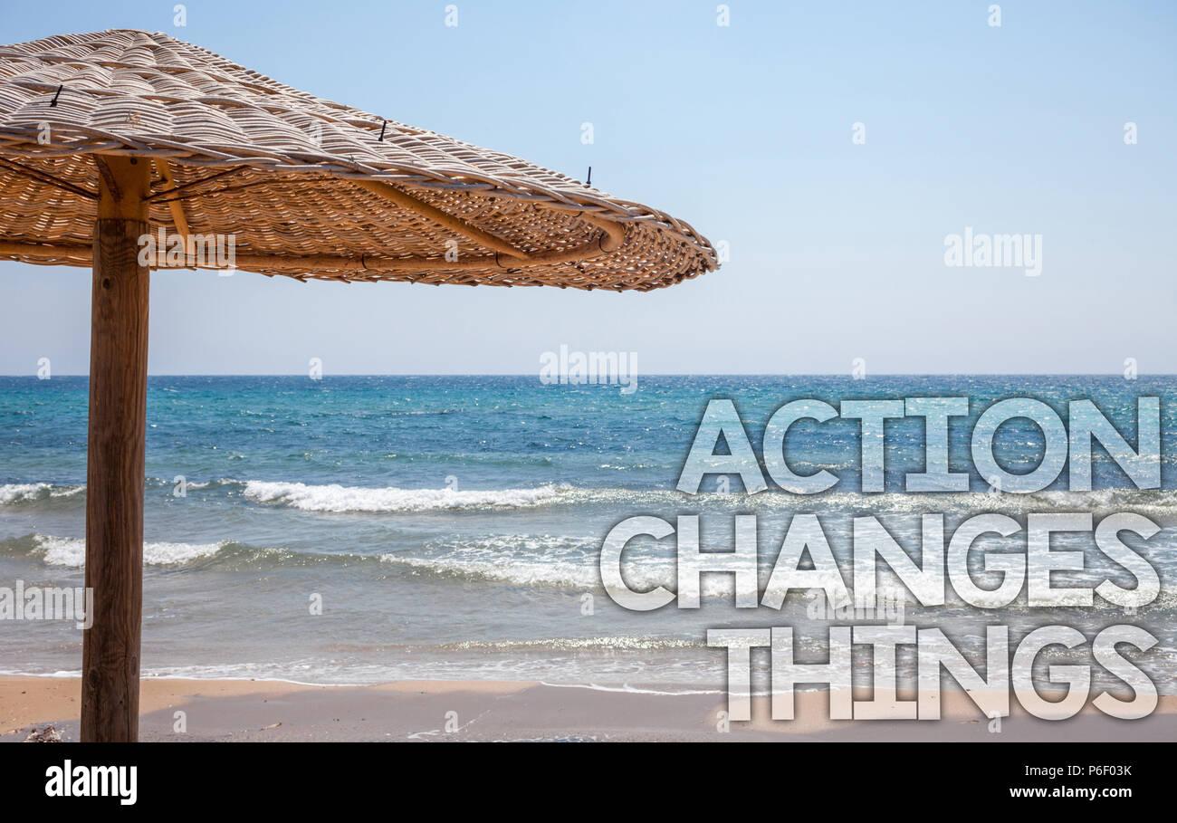 Handwriting text writing Action Changes Things. Concept meaning improve ...