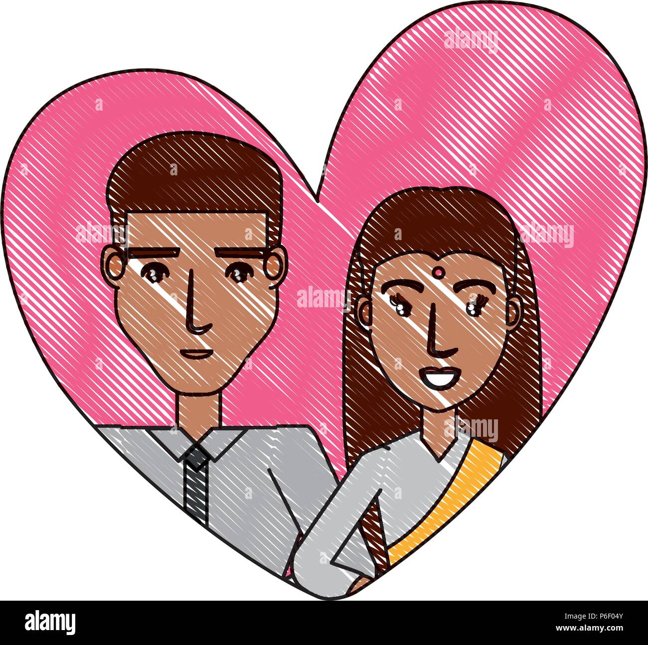 Couple In Love In A Heart Over White Background Vector Illustration Stock Vector Image And Art