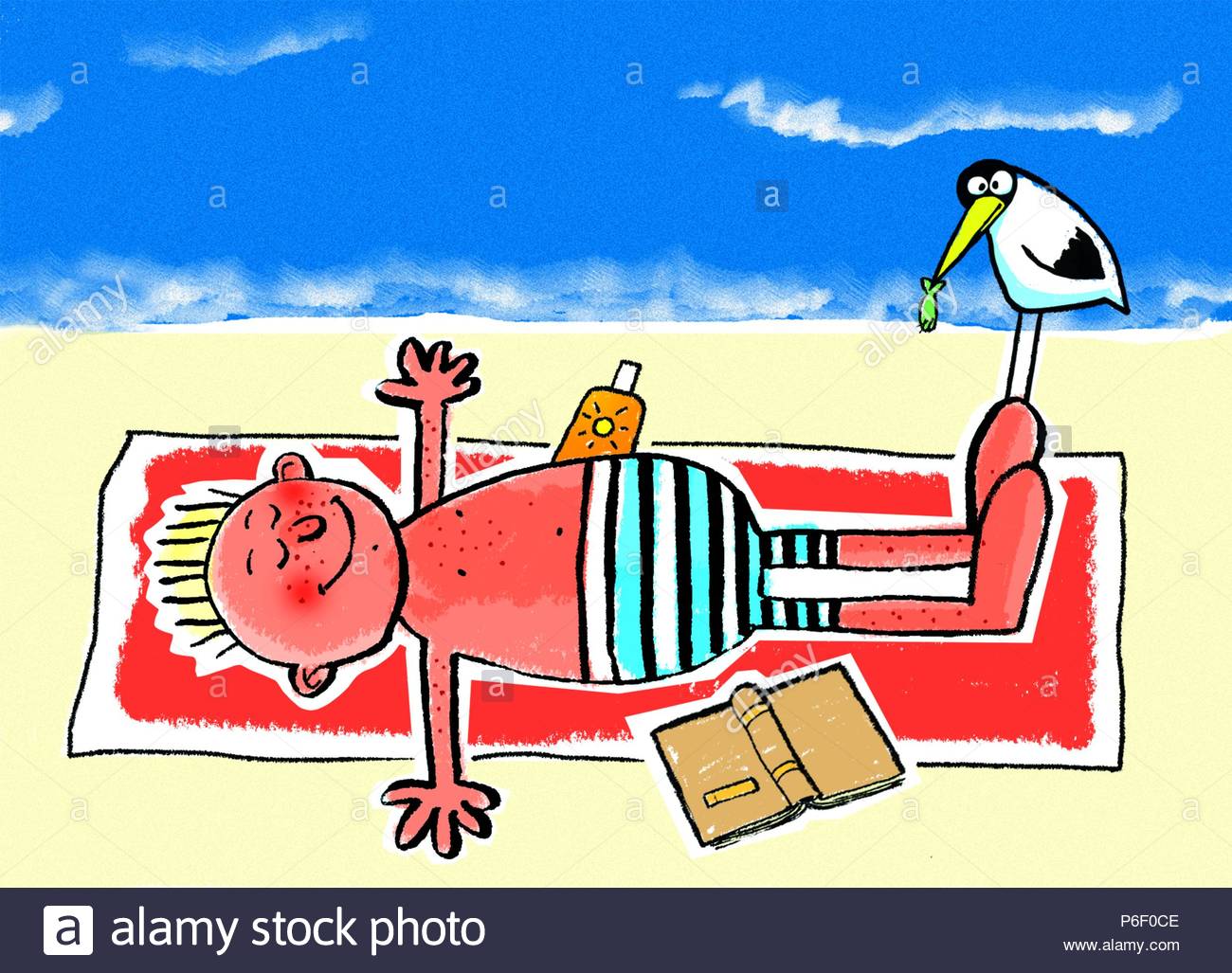Cartoon Sunbathing Man Stock Photos & Cartoon Sunbathing Man Stock ...