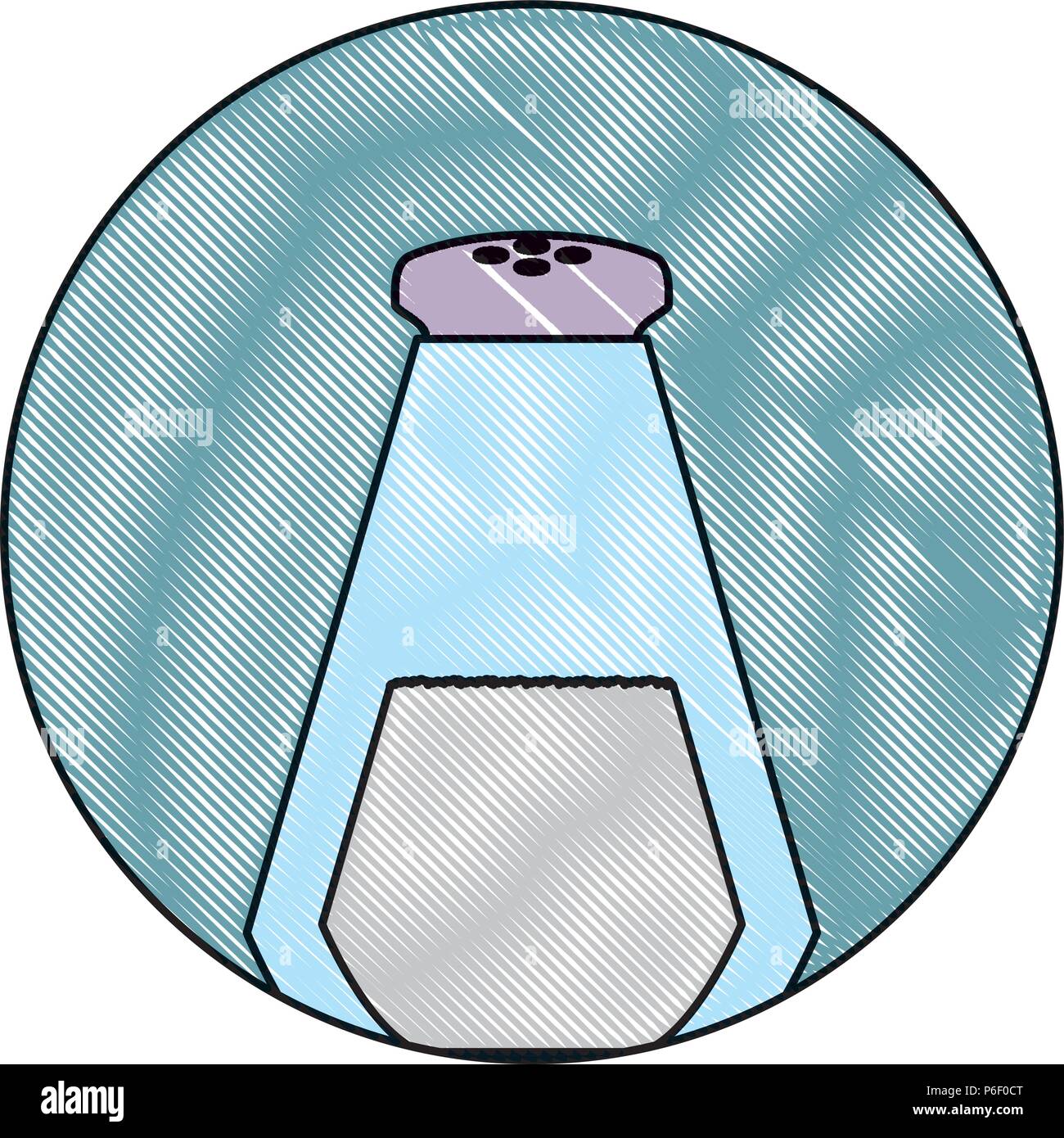decorative circular frame with salt bottle icon over white background ...