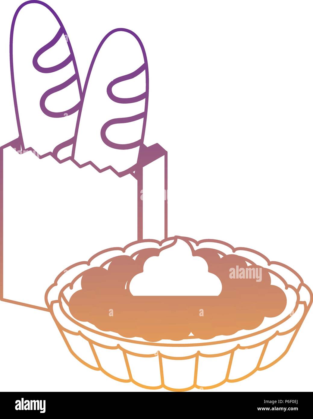 sweet pie and bread with breads icon over white background, vector ...