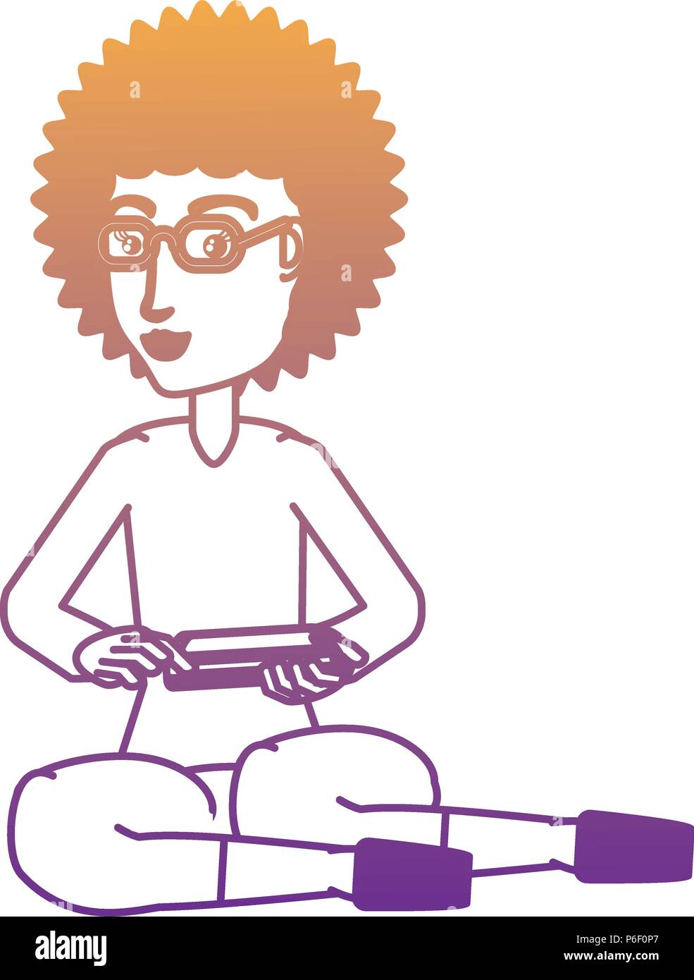 Cartoon woman using a cellphone over white background, vector ...