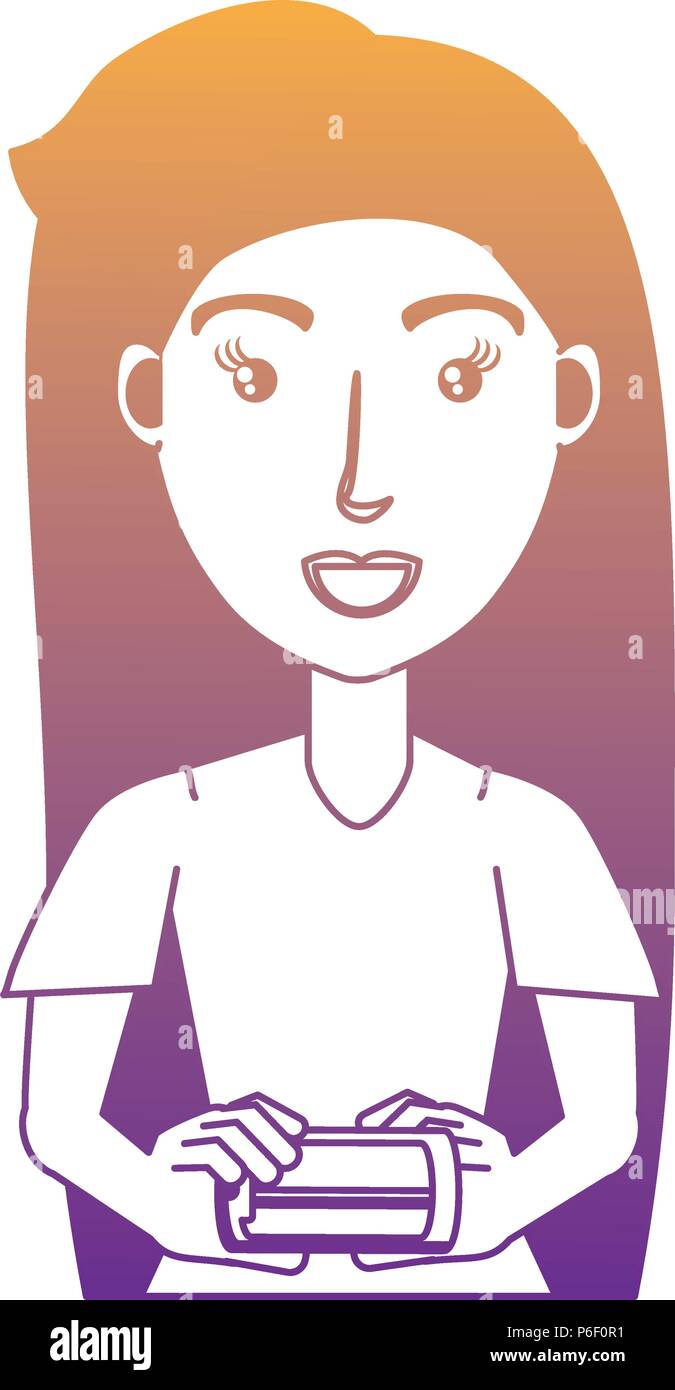 Cartoon woman using a cellphone over white background, vector ...