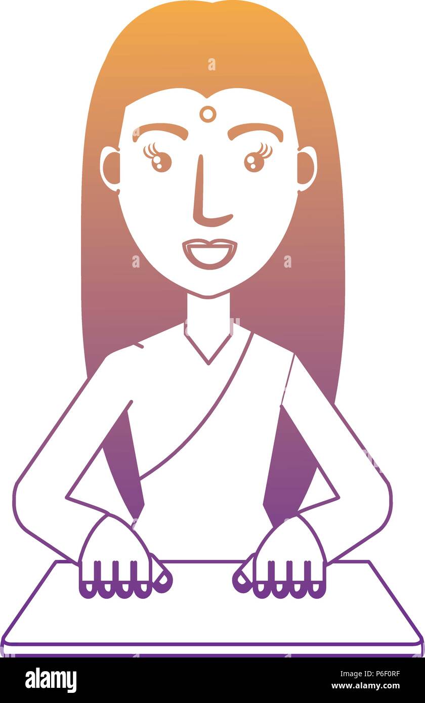 Cartoon woman using a computer keyboard over white background, vector ...