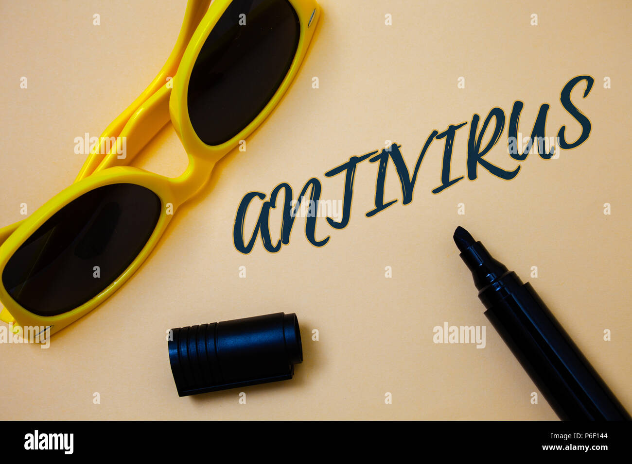 Writing note showing Antivirus. Business photo showcasing Safekeeping ...