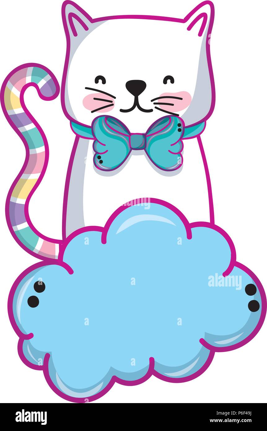 cute cat pet animal in the cloud Stock Vector Image & Art - Alamy