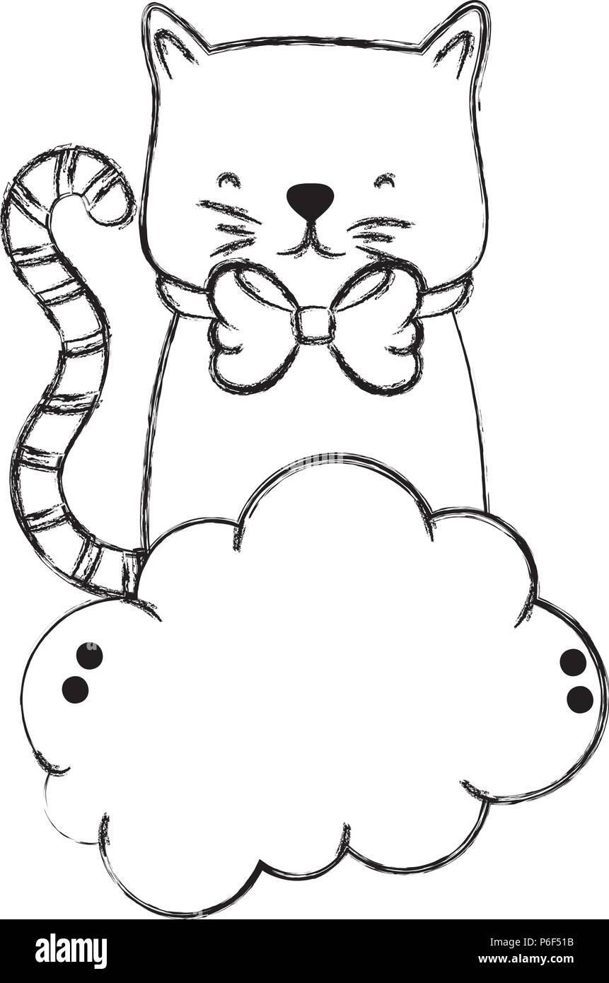 Cute cat in flat Black and White Stock Photos & Images - Alamy