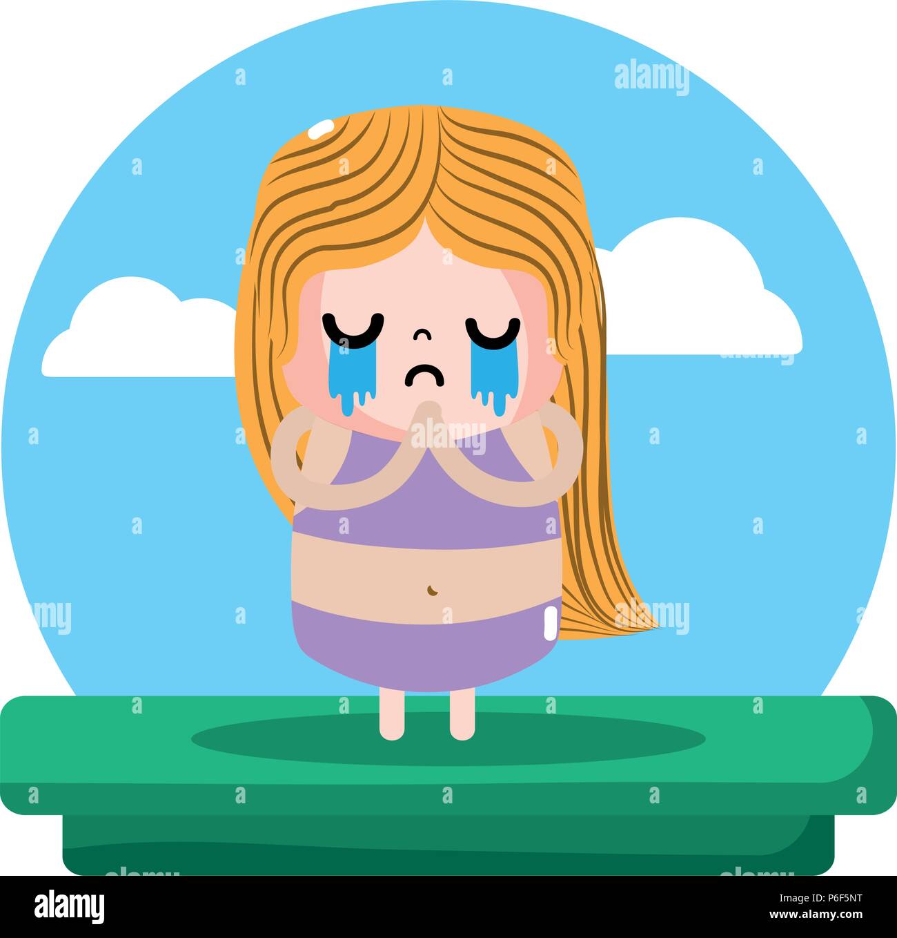 weepy girl with blouse and short in the landscape Stock Vector Image ...