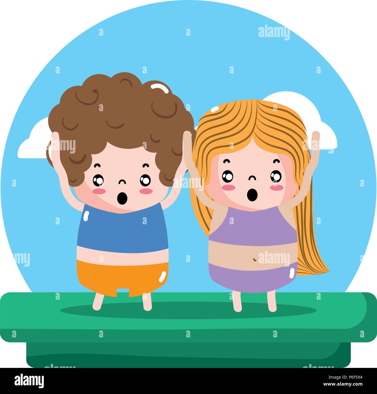scared girl and boy friends in the landscape Stock Vector Image & Art ...