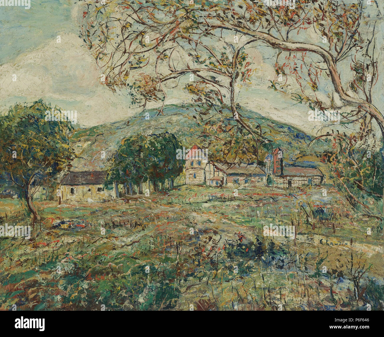 . The red turret circa 1920 41 Ernest Lawson - The red turret Stock ...