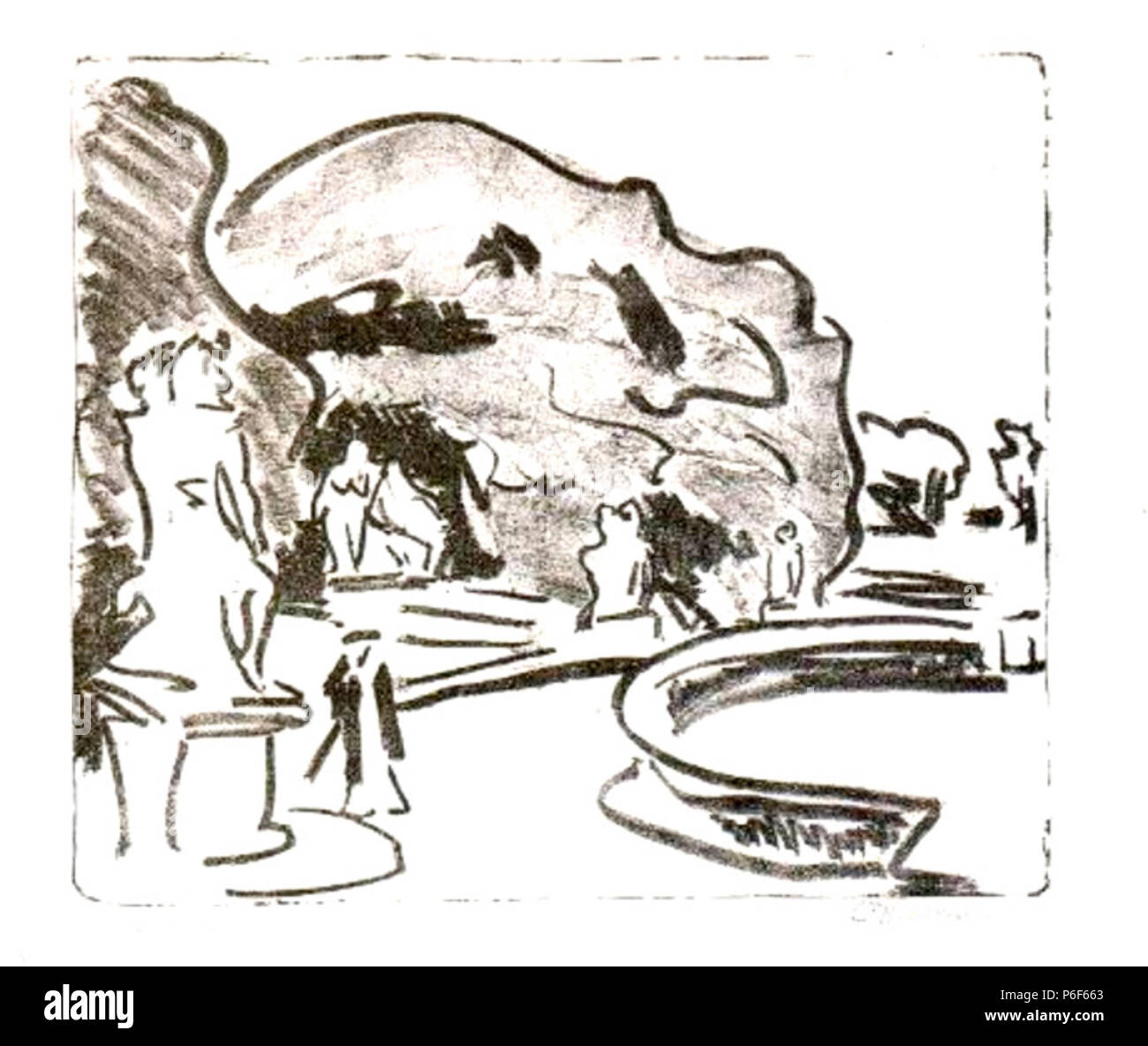 Gross-Sedlitz, Parkteich, 1910, Lithografie auf rohweißem Papier . 1910 ...