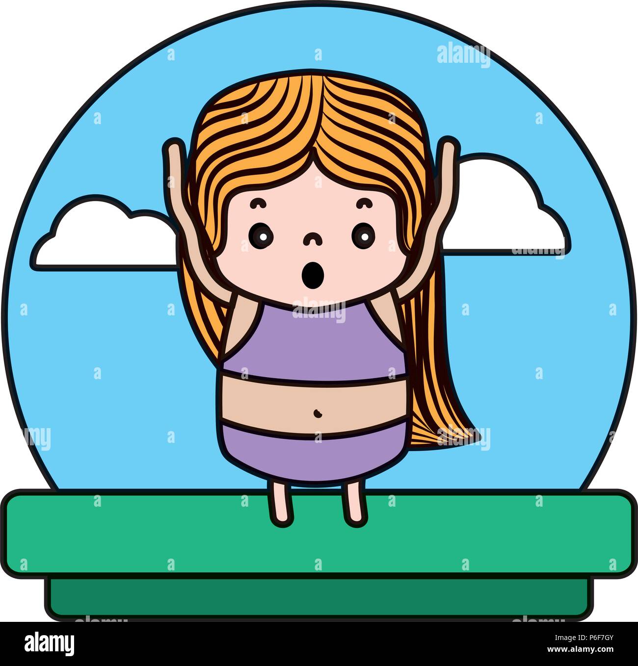 color scared girl with blouse and short in the landscape Stock Vector ...