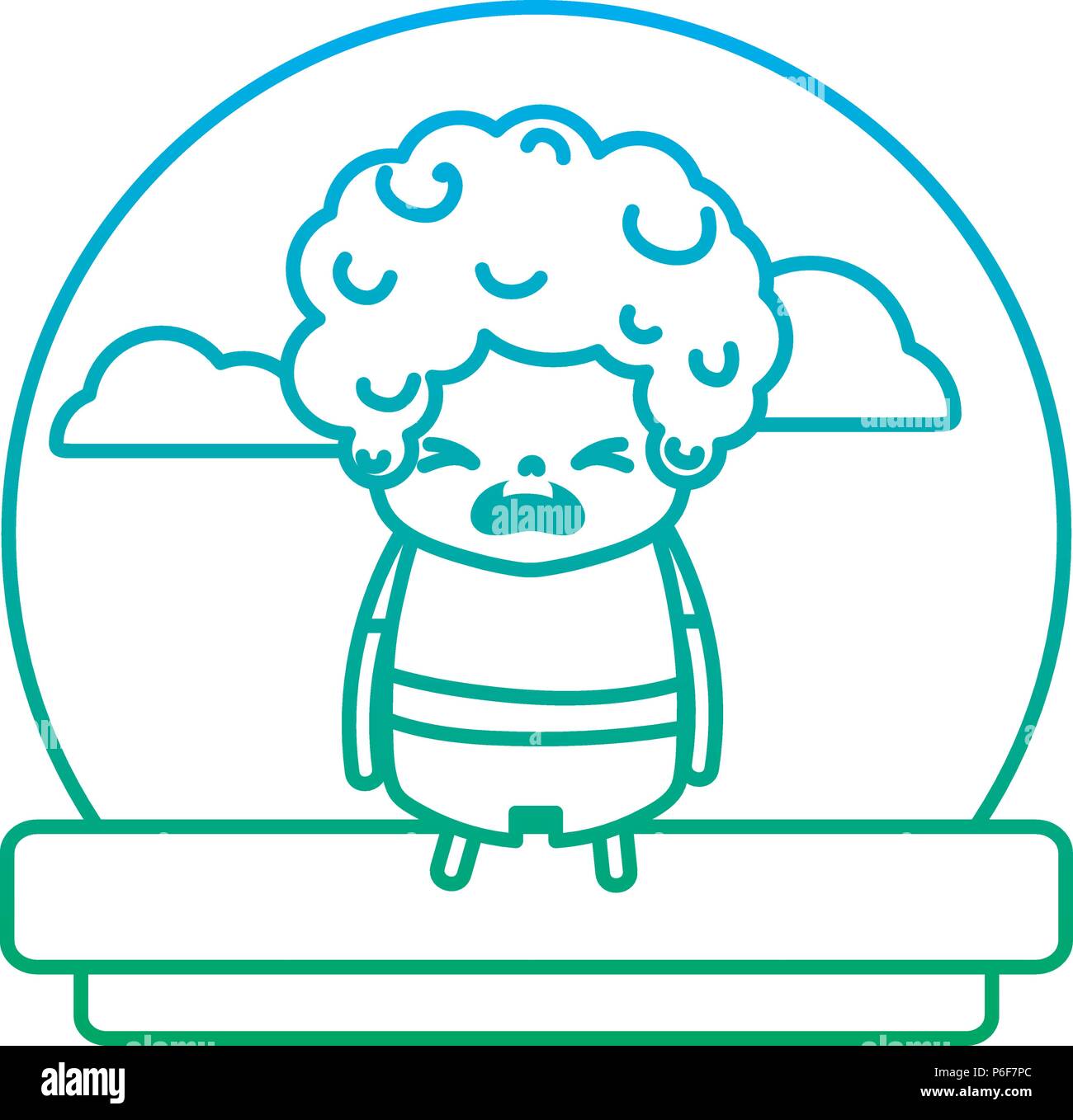 degraded line embarrassed boy with t-shirt and pant in the landscape ...