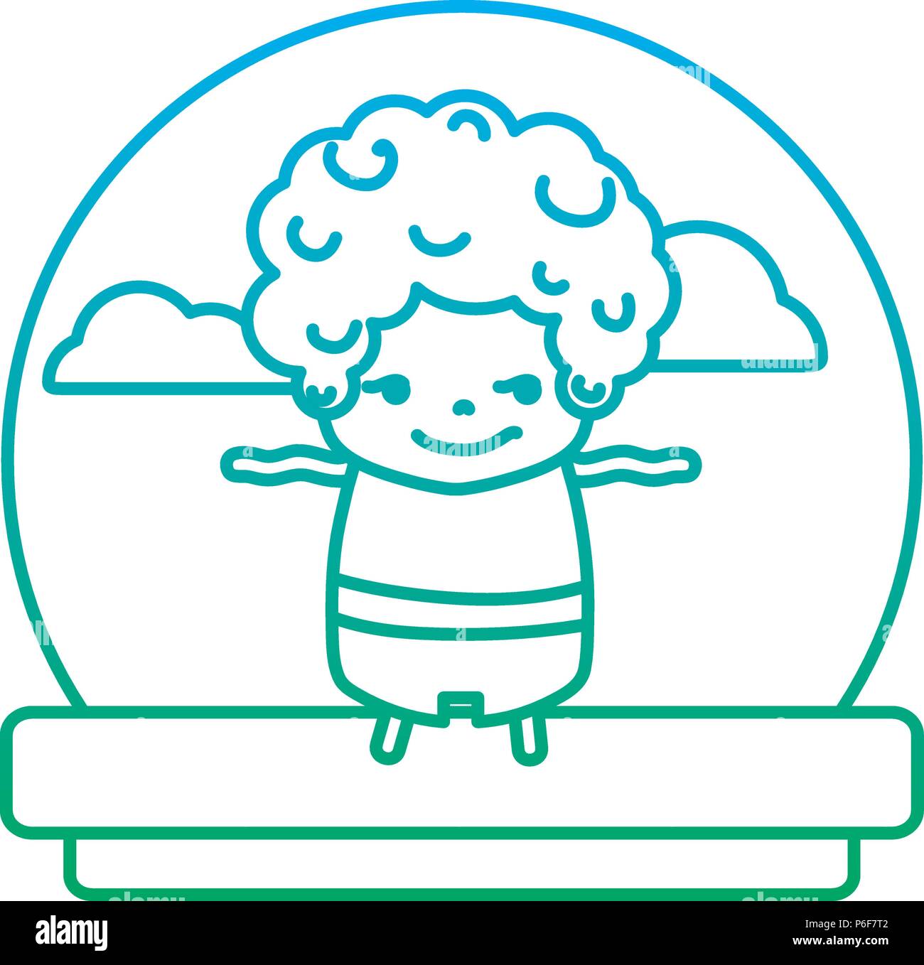 degraded line rogue boy with t-shirt and pant in the landscape vector ...