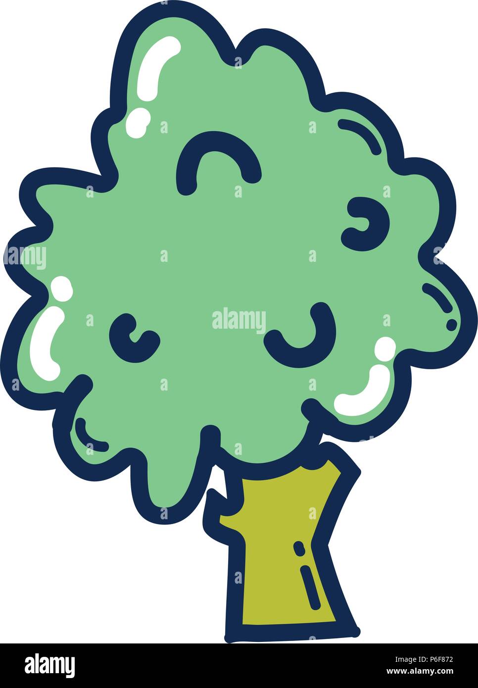 natural tree stalk with leaves style vector illustration Stock Vector ...