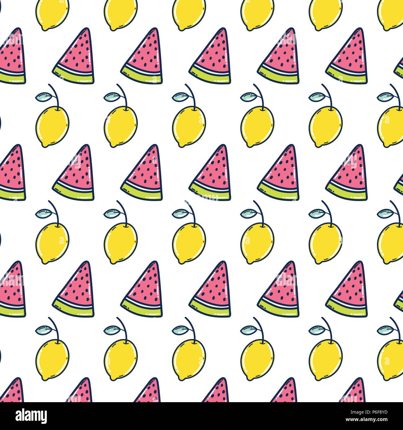 delicious watermelon and lemon fruit background vector illustration ...