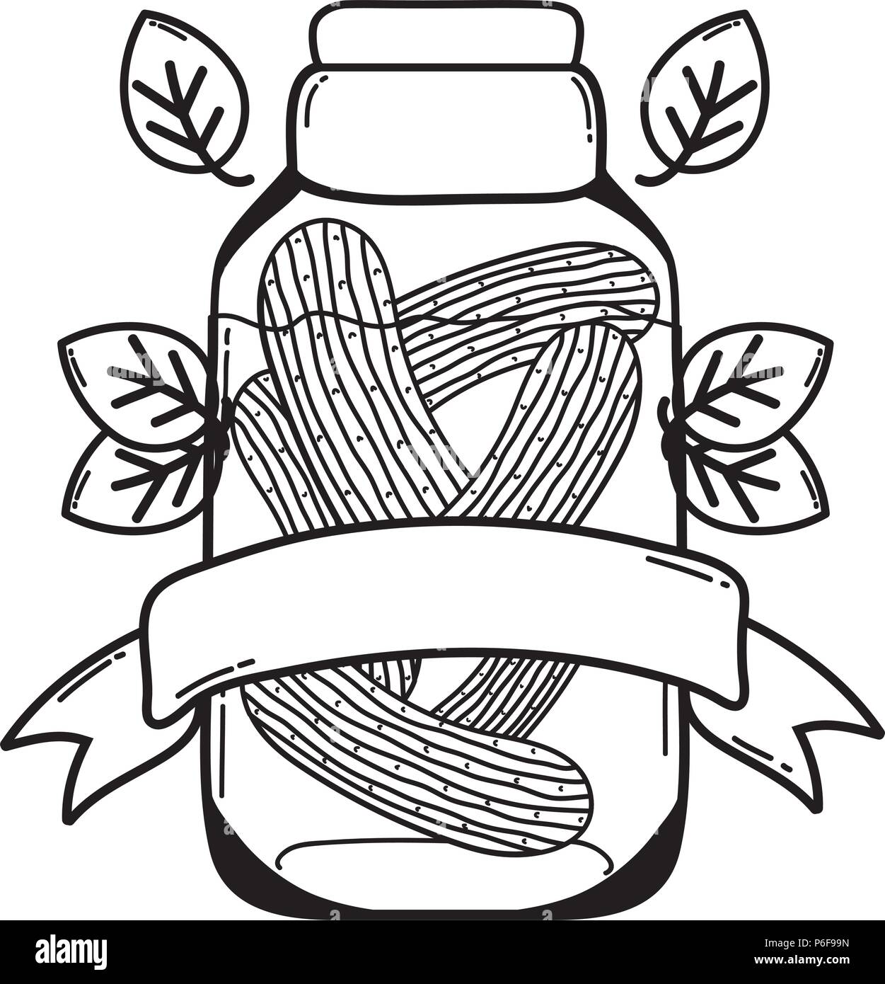 line healthy cucumber juice in the jar and ribbon vector illustration ...