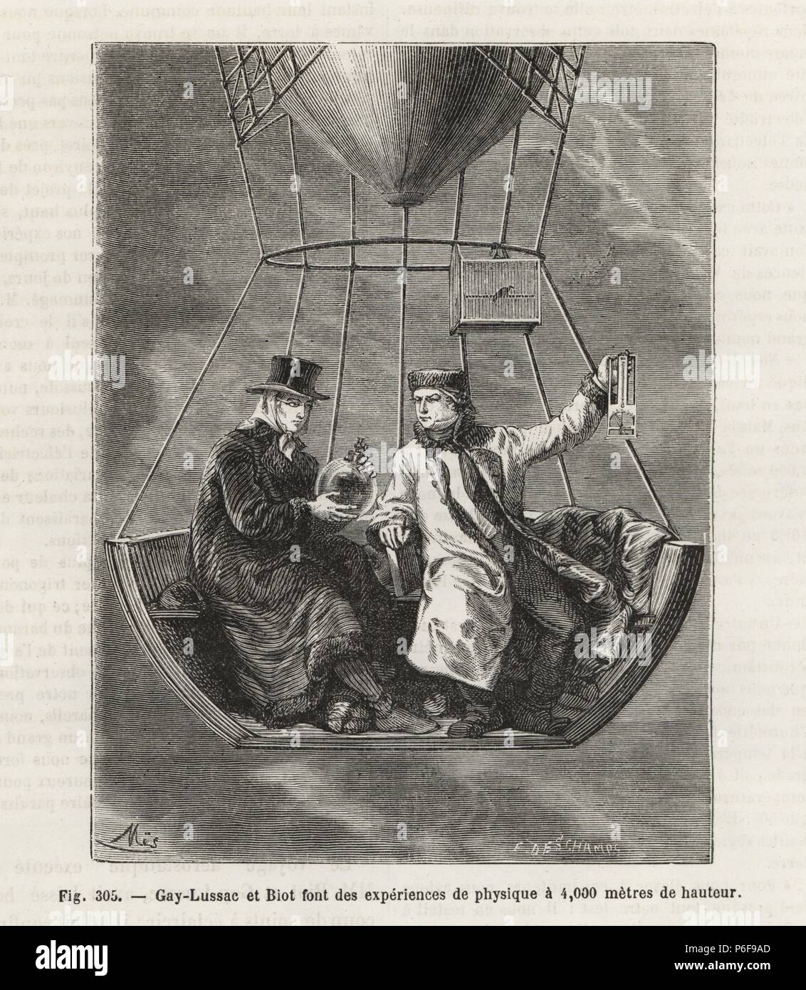 Joseph Louis Gay-Lussac and Jean-Baptiste Biot performing physics ...