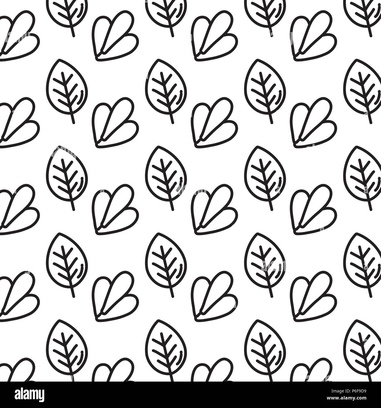 line tropical plant and natural leaf background vector illustration ...