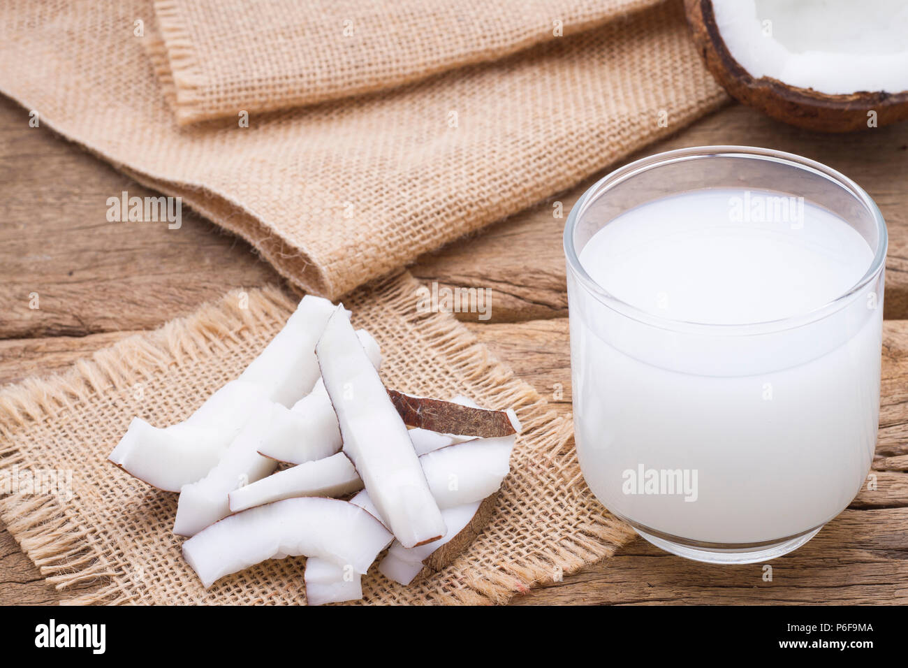 delicious pieces of coconut on the table Stock Photo - Alamy