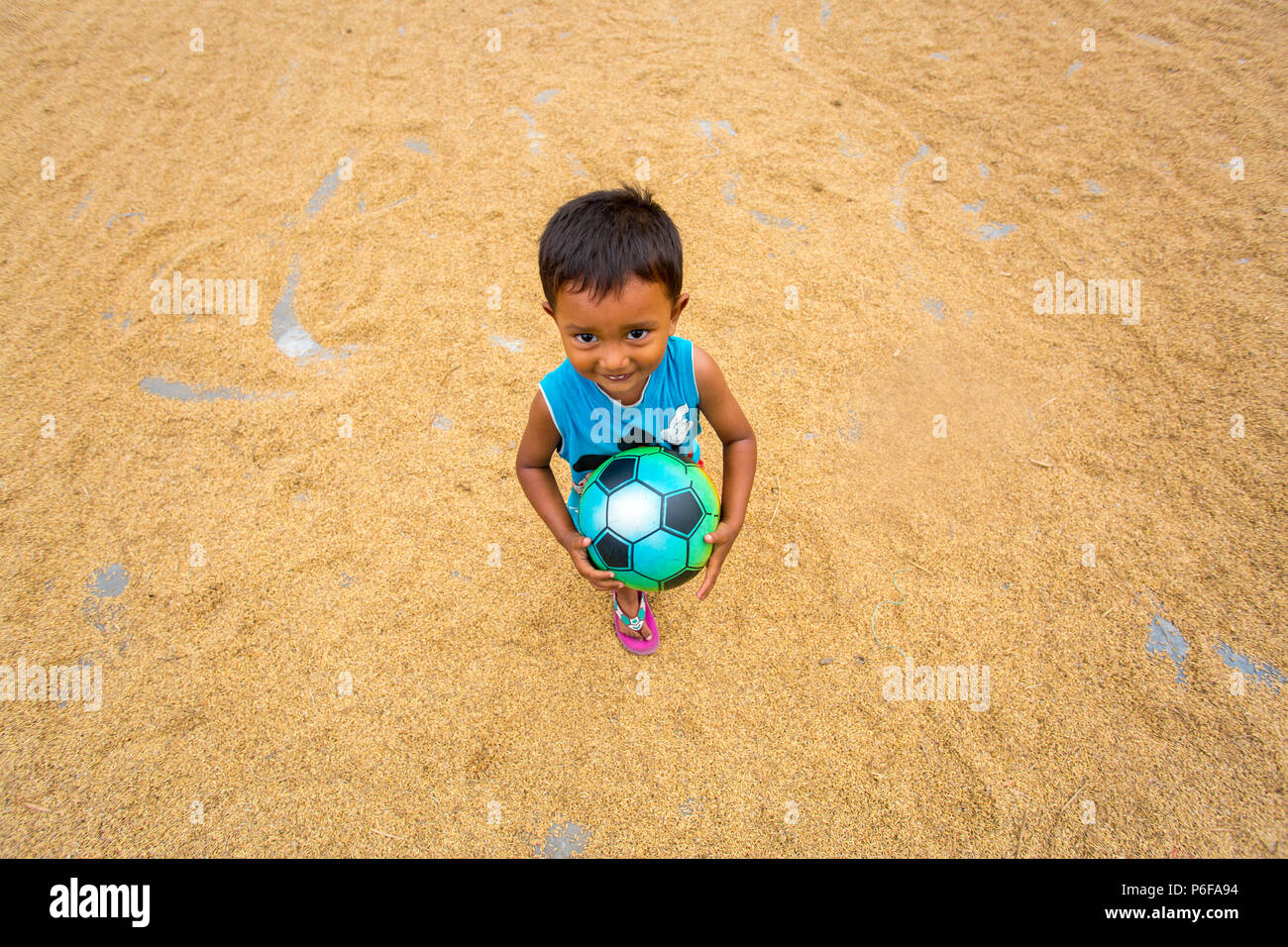 Children at rice cultivation in paddy field hi-res stock photography ...