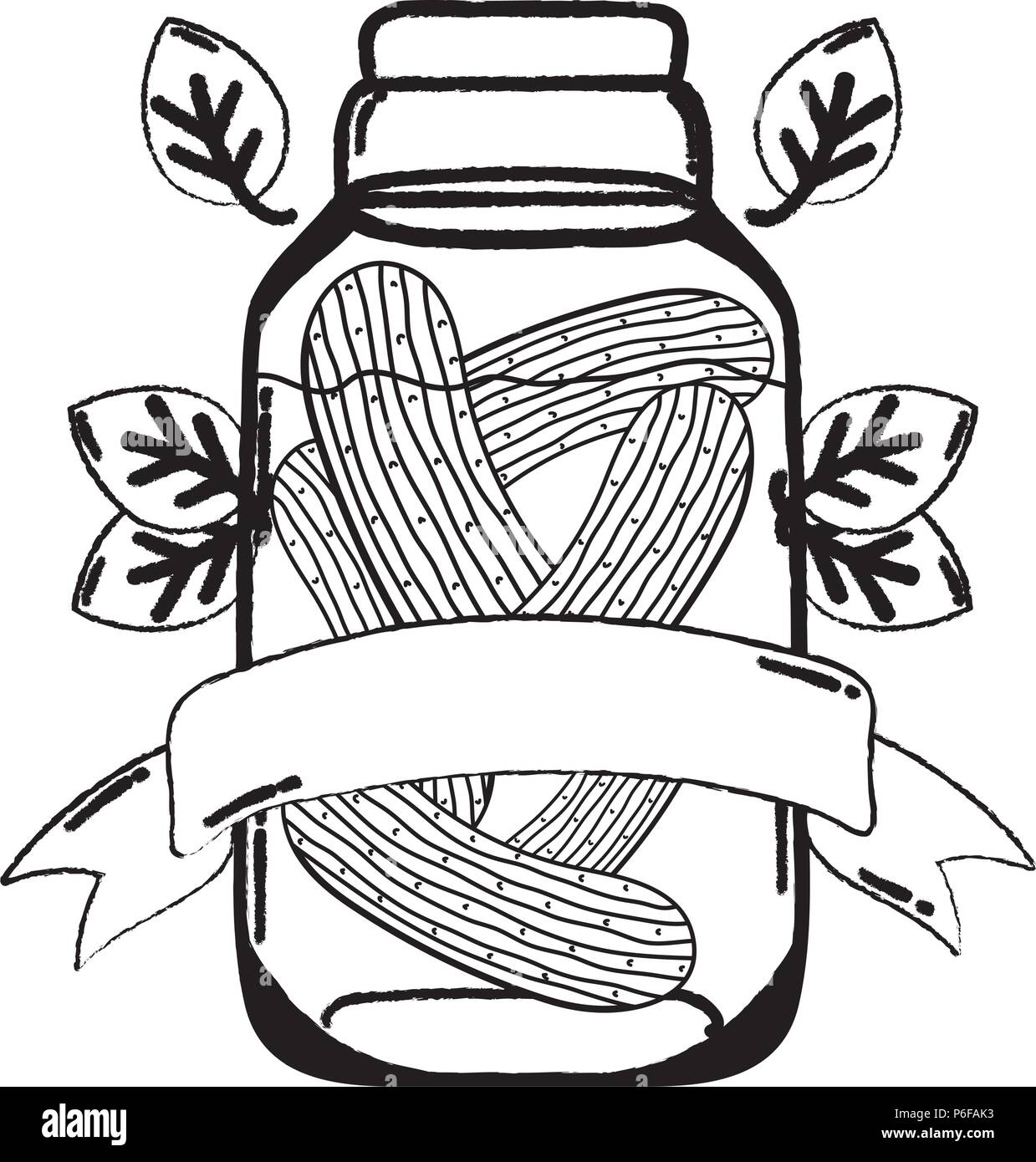 grunge healthy cucumber juice in the jar and ribbon vector illustration ...