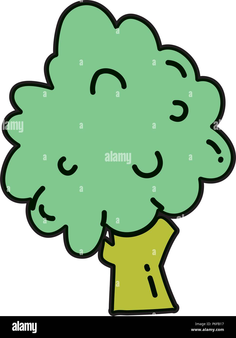 color natural tree stalk with leaves style vector illustration Stock ...