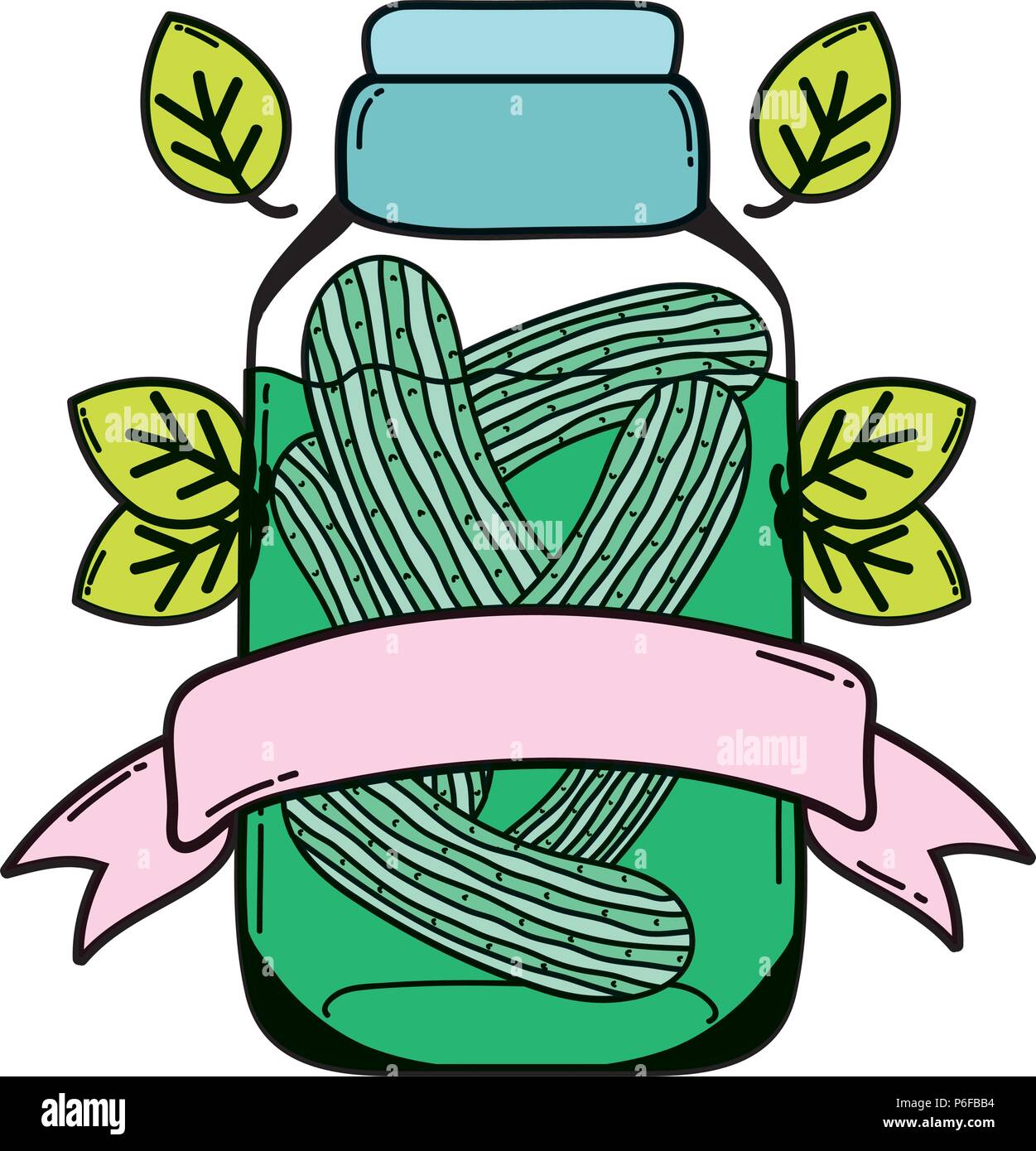 color healthy cucumber juice in the jar and ribbon vector illustration ...