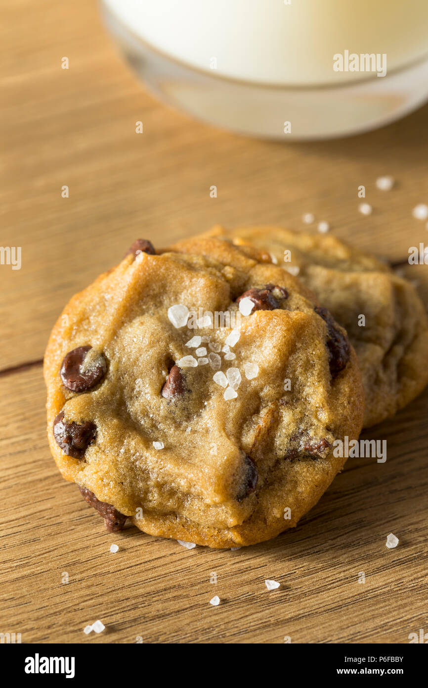 Homemade Sea Salt Chocolate Chip Cookies Ready to Eat Stock Photo - Alamy