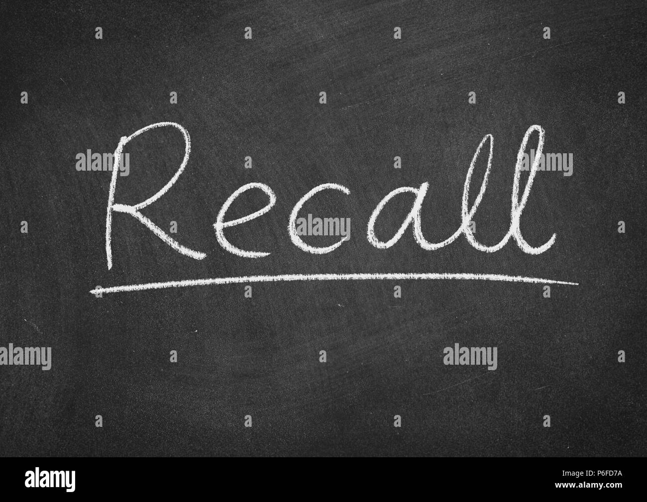 recall concept word on a blackboard background Stock Photo - Alamy