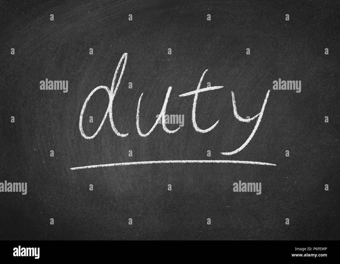 duty concept word on a blackboard background Stock Photo - Alamy