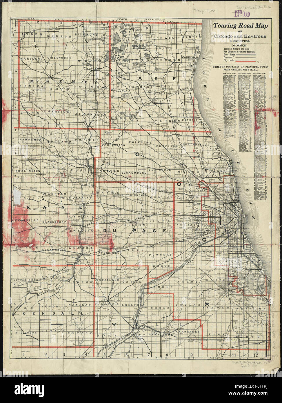 1900 Touring road map of Chicago and environs Stock Photo - Alamy