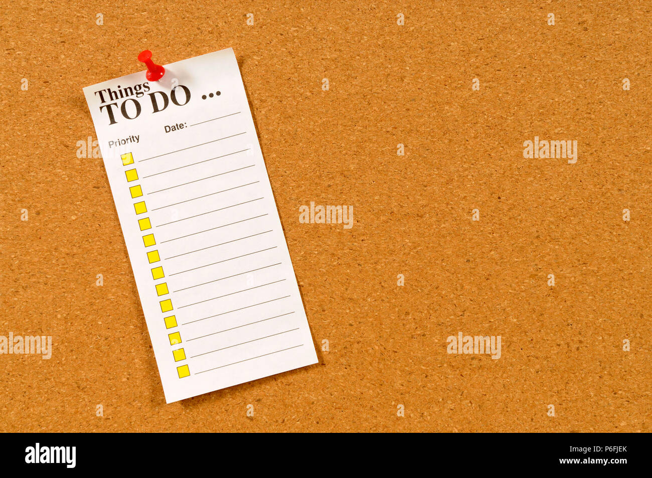 To Do List pinned to a cork bulletin board Stock Photo - Alamy