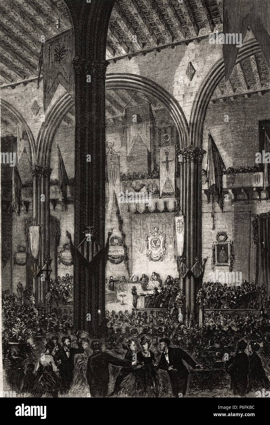Barcelona. Juegos florales celebrados el 1 de mayo de 1870 en la Lonja ...