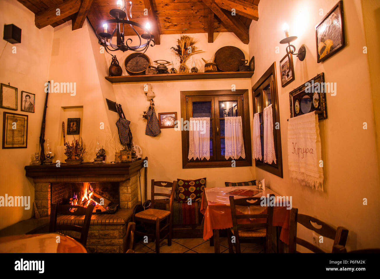 europe, greece, evritania, karpenisi, fidakia, village, taverna, food ...