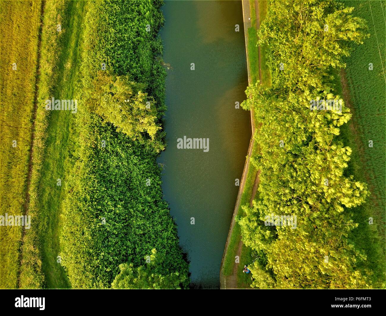 Aerial photo of England canals network crossing countryside in west ...
